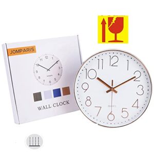 jomparis Wall Clock 12" Silent Non-Ticking Modern Style Wooden Wall Clocks Decorative for Office Home Bedroom School (Black)