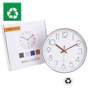 jomparis Wall Clock 12" Silent Non-Ticking Modern Style Wooden Wall Clocks Decorative for Office Home Bedroom School (Black)