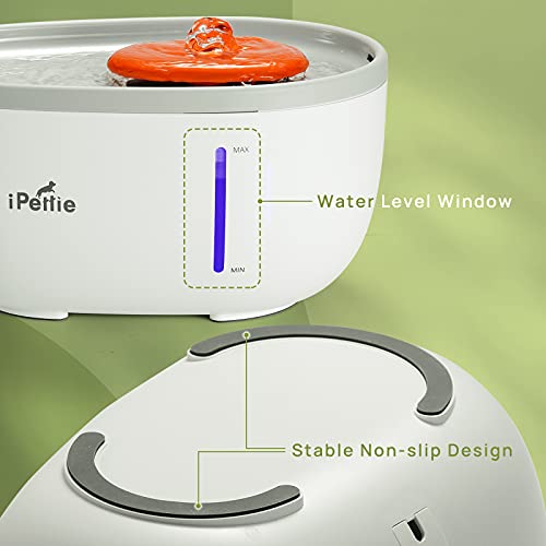 iPettie Avocado Pet Water Fountain with LED Light, 67oz/2.0L, Ultra Quiet Cat Water Fountain with Filter, Automatic Pet Water Fountain for Cats and Small Dogs, White