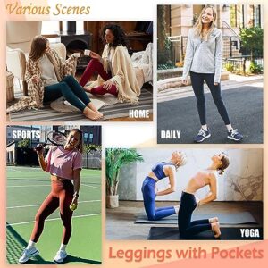 NEW YOUNG 3 Pack Leggings with Pockets for Women,High Waisted Tummy Control Workout Yoga Pants(3 Pack-Black/Navy/Grey, Large-X-Large)