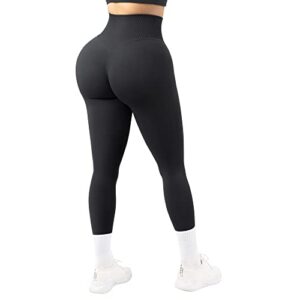 suuksess women seamless butt lifting leggings high waisted workout yoga pants (black, m)