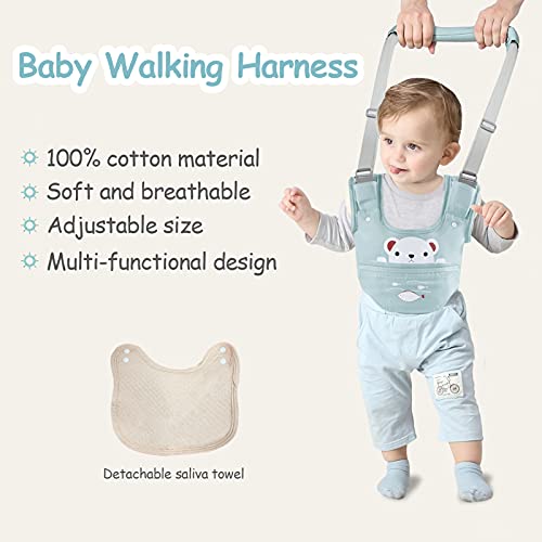 Ocanoiy Baby Walking Harness Handheld Baby Walker Assistant Belt Adjustable Toddler Infant Walker Safety Harnesses Standing and Walking Learning Helper with Detachable Crotch for 9-24 Month (Green)