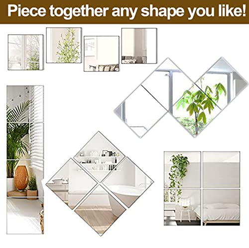 SLCARACC Full Length Door Mirror Tiles,12"x 12" x 4 Pcs Acrylic Wall-Mounted, Non Glass Safety Mirror Great for Baby Kids Playroom,Gym, Used as Dorm Mirror…