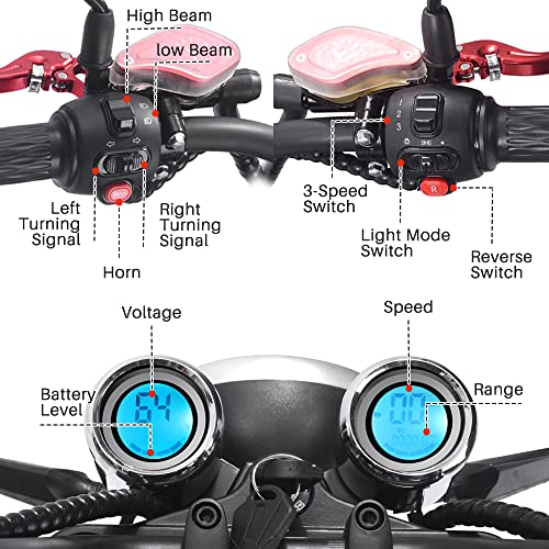 TOXOZERS 2500W Fat Tire Electric Scooter for Adults, Citycoco Chopper Electric Scooter with Seat, 37 mph, Turning Signals, Mirrors