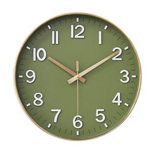 hzdhclh wall clocks battery operated,12 inch silent non ticking modern wall clock for living room bedroom kitchen office classroom decor (olive green)