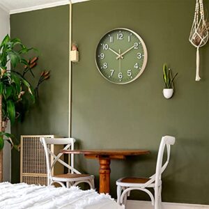 HZDHCLH Wall Clocks Battery Operated,12 inch Silent Non Ticking Modern Wall Clock for Living Room Bedroom Kitchen Office Classroom Decor (Olive Green)