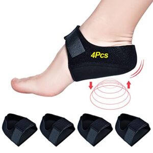 plantar fasciitis heel cups, heel cups for heel pain(4pcs), heel protectors for plantar fasciitis relief, adjustable heel pads for heel pain relief, achilles tendinitis, heel spur (black, l size)