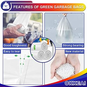 OKKEAI Small Trash Bags 1.2 Gallon 8L White Garbage Bags 5 Liter Mini Trash Bags for Bathroom Waste Basket Liners