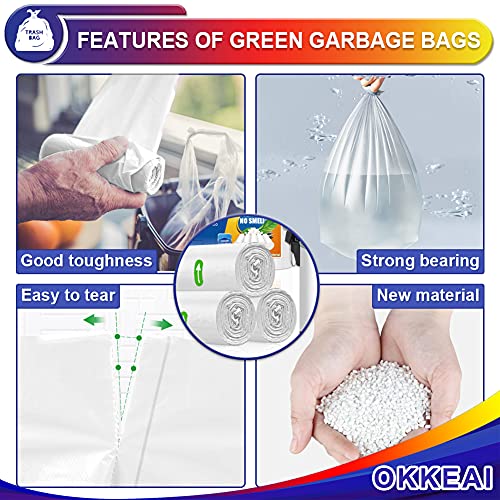 OKKEAI Small Trash Bags 1.2 Gallon 8L White Garbage Bags 5 Liter Mini Trash Bags for Bathroom Waste Basket Liners