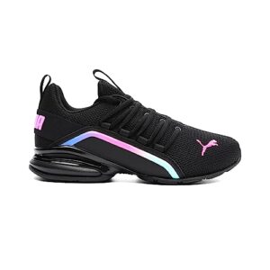 PUMA Women's Axelion Sneaker, Black-Luminous Pink, 9.5