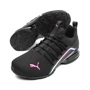 PUMA Women's Axelion Sneaker, Black-Luminous Pink, 9.5