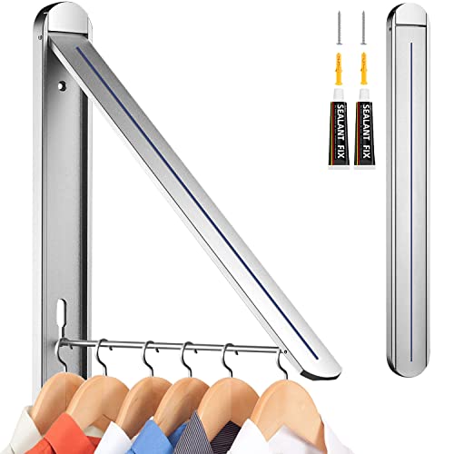 ZMYCJ Clothes Drying Rack Retractable Clothes Rack Laundry Room Organization and Storage Wall Mounted Folding Drying Rack Clothes Hanger for Drying Clothes Laundry Hanging Rack Indoor