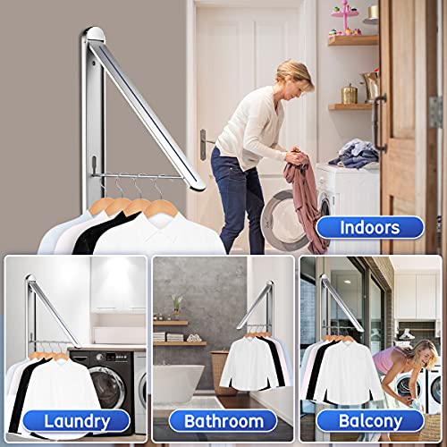 ZMYCJ Clothes Drying Rack Retractable Clothes Rack Laundry Room Organization and Storage Wall Mounted Folding Drying Rack Clothes Hanger for Drying Clothes Laundry Hanging Rack Indoor