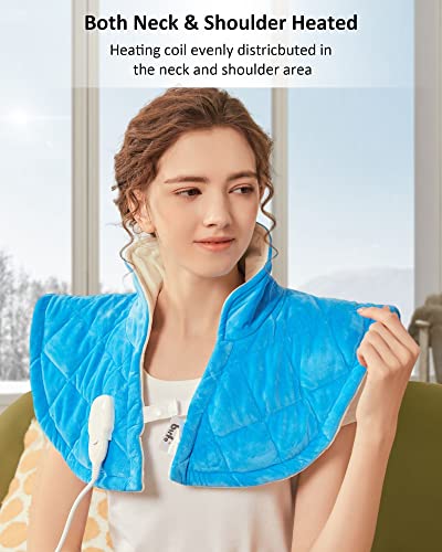 Heating Pad, Weighted Heating Pad for Neck and Shoulder Pain Relief, 2.7lb Electric Heated Neck Shoulder Wrap for Deep Pressure Heat Therapy， 8 Heat Settings， 12 Auto-Off with Countdown