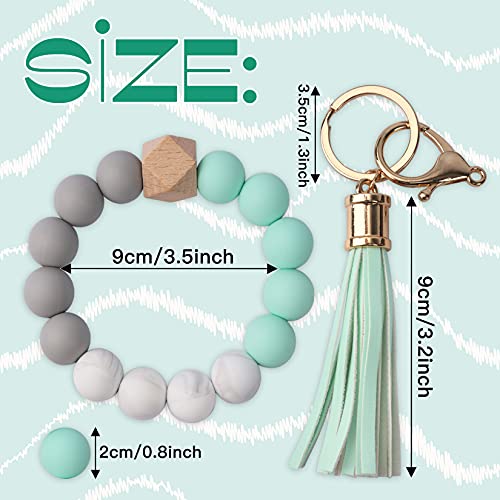 GIEMSON Silicone Key Ring Bracelets Wristlet Keychain Car Beaded Key Ring Bangle Chains for Women