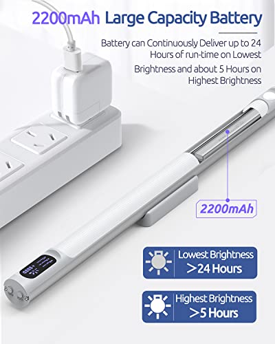 Motion Sensor Light Indoor, 64 LED Closet Lights with Digital Display, 14in Battery Operated Under Cabinet Lights for Closet/Wardrobe/Kitchen, Rechargeable Stick-on Night Light with 3 Color Temps