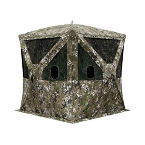 barronett blinds® big cat™ heavy-duty, portable hunting blind, heavy-duty hub blind, 600 denier fabric, low profile windows, 3-person, crater™ thrive, 80” x 90” x 90”, bchd350ct