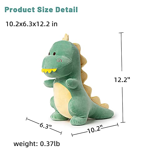 Adorlynetty Dinosaur Stuffed Animal,12“ Cute Stuffed Dinosaur Plush Soft Dino Plush Dinosaur Plushie Toys for Boys Girls Baby Kids (Green)