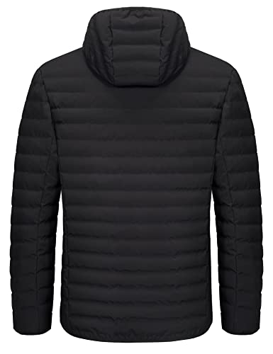 Little Donkey Andy Men's Waterproof Hooded Puffer Jacket Windproof Warm Winter Coat with Recycled Insulation Black XXL