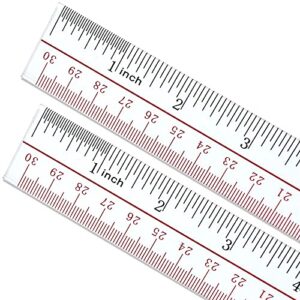 ruler 12 inch, clear plastic 12 inch ruler, apply to rulers for kids and office use measuring tools, transparent metric straight ruler, ruler with inches and centimeters, ruler set pack of 2