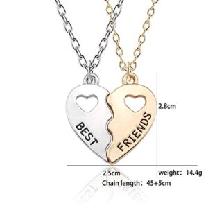 Birthday Christmas Gifts for Best Friend Bff Friendship Necklaces for 2 Best Friends Matching Heart Necklace for Women Teen Girls Gift