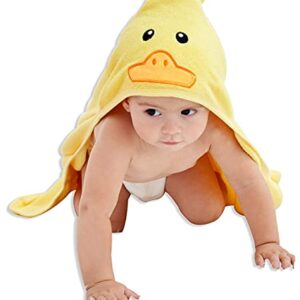 HIPHOP PANDA Bamboo Baby Washcloths, 6 Pack and Baby Hooded Towel, Yellow Duck, 30 x 30 Inch