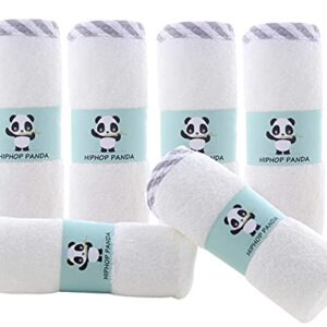 HIPHOP PANDA Bamboo Baby Washcloths, 6 Pack and Baby Hooded Towel, Yellow Duck, 30 x 30 Inch