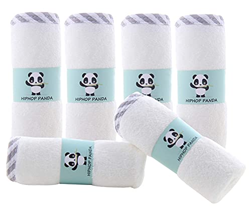 HIPHOP PANDA Bamboo Baby Washcloths, 6 Pack and Baby Hooded Towel, Yellow Duck, 30 x 30 Inch