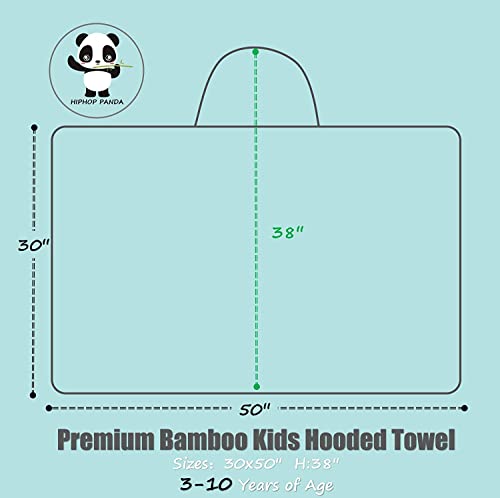 HIPHOP PANDA Bamboo Hooded Towel for Kids - 30 × 50 INCH for 3-10 Yrs - Premium Bath Kids Beach Towels Wrap for Girls, Boys (Hippo, 30 x 50 Inch)