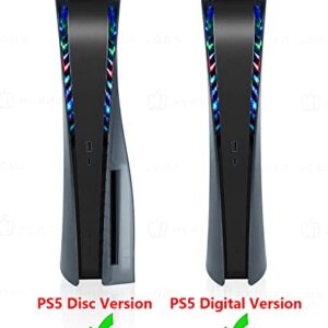 PEPPER JOBS LED Light Strip for PS5, RGB LED Light Strip for PS5 Console Translucent Black Cover, Music Sync and 8 Colors 400+ Modes 5050 LED Light for PS5 Console with IR Remote/USB/and APP