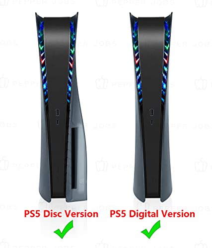 PEPPER JOBS LED Light Strip for PS5, RGB LED Light Strip for PS5 Console Translucent Black Cover, Music Sync and 8 Colors 400+ Modes 5050 LED Light for PS5 Console with IR Remote/USB/and APP