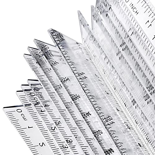 PINGEUI 100 Pack 12 Inches Clear Plastic Straight Rulers, Plastic Measuring Ruler with Inches and Metric Graduations, Measuring Tool for School and Office Supplies