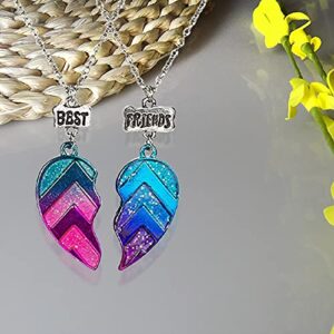 Yijunmca Best Friend Necklaces Half Heart BFF Necklace Best Friends Forever Pendant Necklaces Set Friendship Birthday Gifts for 2 Matching Heart Jewelry for 2 Friends Sisters Teens Girls