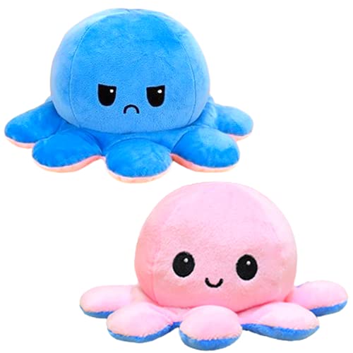 Zion Lifestyle Octopus Reversible plushie, Cute Baby Toys 0-12 Months, Reversible Double-Sided flip Octopus Doll, Mood Octopus, Octopus Plush, Octopus Fidget Toy, Gift for Kids and Adults