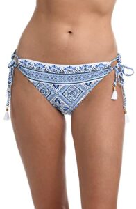 la blanca women's side tie hipster bikini swimsuit bottom, capri blue//mediterranean breeze, 6