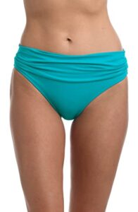 la blanca women's island goddess shirred band hipster bikini swimsuit bottom, turquoise, 8