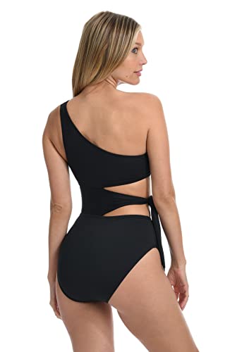 La Blanca Womens Island Goddess Shoulder One Piece Swimsuit, Black, 8 US