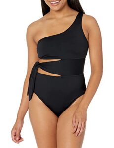 la blanca womens island goddess shoulder one piece swimsuit, black, 8 us