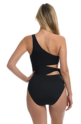 La Blanca Womens Island Goddess Shoulder One Piece Swimsuit, Black, 8 US