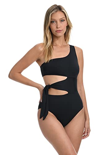 La Blanca Womens Island Goddess Shoulder One Piece Swimsuit, Black, 8 US