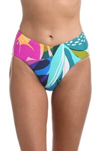 la blanca women's v-front high waist bikini swimsuit bottom, multi//electric shore, 10