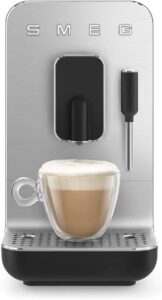 smeg fully automatic coffee machine with steam, black bcc02blmus, large