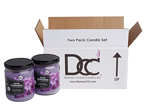 Lilac Blossom Two Pack Odor Eliminating Highly Fragranced Candle - Eliminates 95% of Pet, Smoke, Food, and Other Smells Quickly - Up to 80 Hour Burn time - 12 Ounce Premium Soy Blend