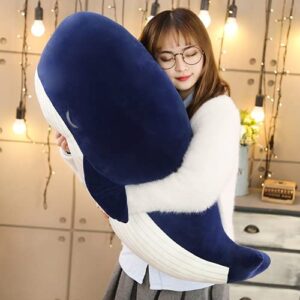 MUPI Whale Stuffed Animal 4 Size Down Cotton Soft Simulation Big Blue Whale Dolphin Doll Toy Cushion Pillow Whale Plus (10 Inch)