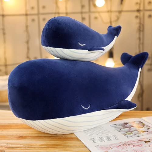 MUPI Whale Stuffed Animal 4 Size Down Cotton Soft Simulation Big Blue Whale Dolphin Doll Toy Cushion Pillow Whale Plus (10 Inch)