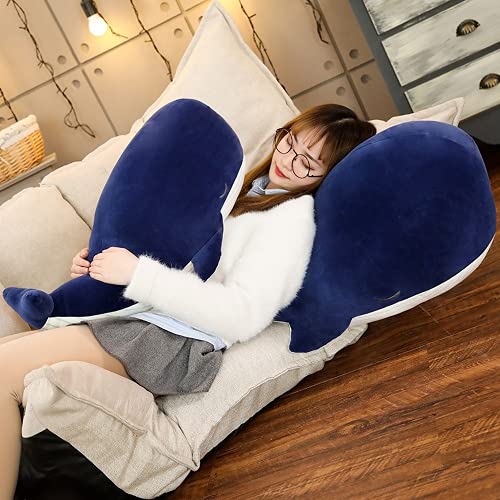 MUPI Whale Stuffed Animal 4 Size Down Cotton Soft Simulation Big Blue Whale Dolphin Doll Toy Cushion Pillow Whale Plus (10 Inch)