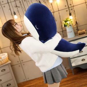 MUPI Whale Stuffed Animal 4 Size Down Cotton Soft Simulation Big Blue Whale Dolphin Doll Toy Cushion Pillow Whale Plus (10 Inch)