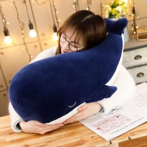 MUPI Whale Stuffed Animal 4 Size Down Cotton Soft Simulation Big Blue Whale Dolphin Doll Toy Cushion Pillow Whale Plus (10 Inch)