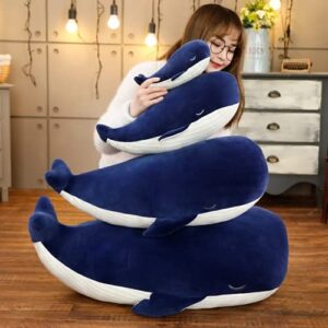 MUPI Whale Stuffed Animal 4 Size Down Cotton Soft Simulation Big Blue Whale Dolphin Doll Toy Cushion Pillow Whale Plus (10 Inch)