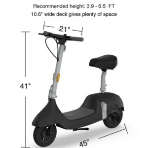 OKAI EA10 Electric Scooter with Seat, Up to 25 Miles Range & 15.5MPH, Moped Scooter Bike for Adults with 10 Inch Vacuum Tires(Black)